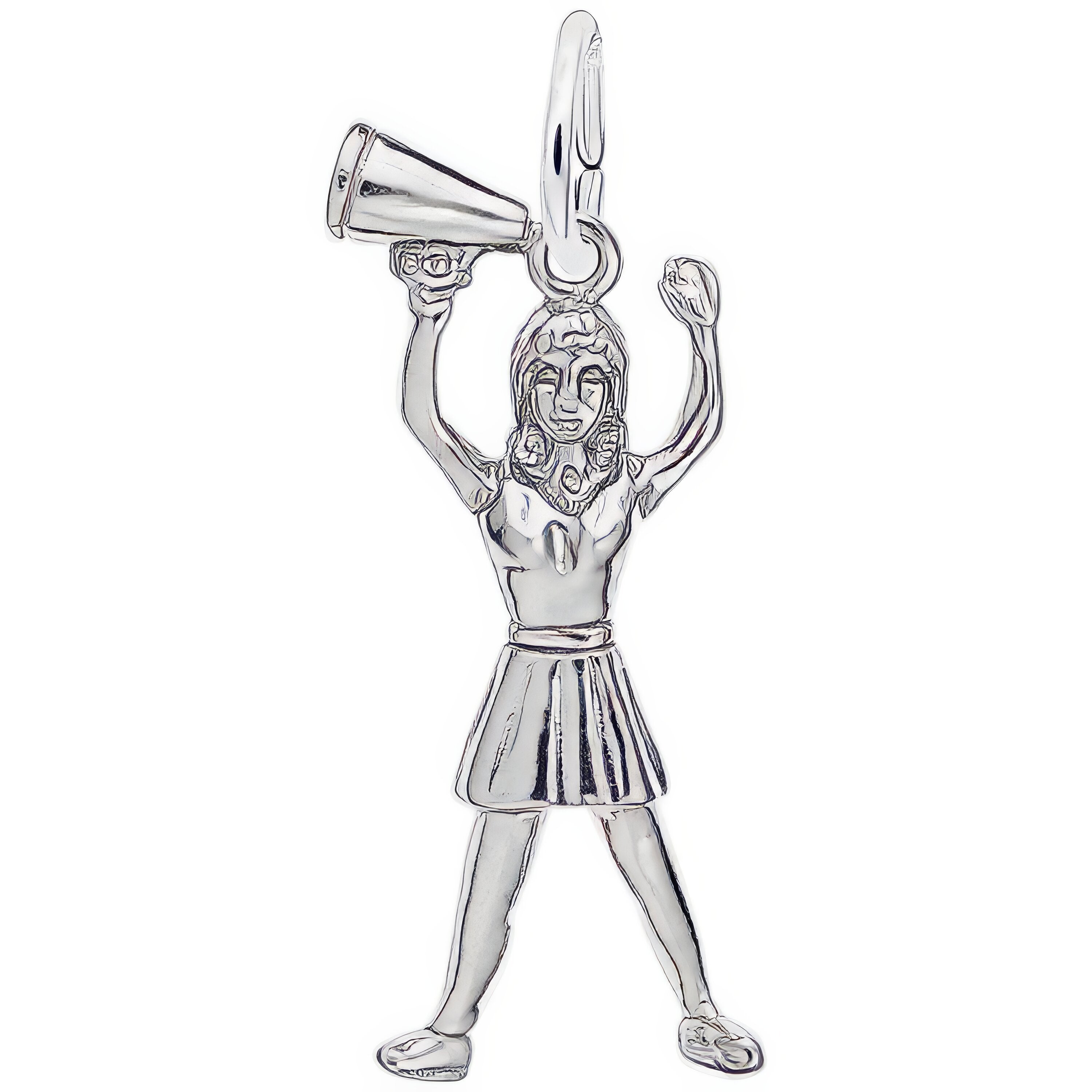Cheerleader w/Megaphone Charm - Metal - Sterling Silver – FindingKing
