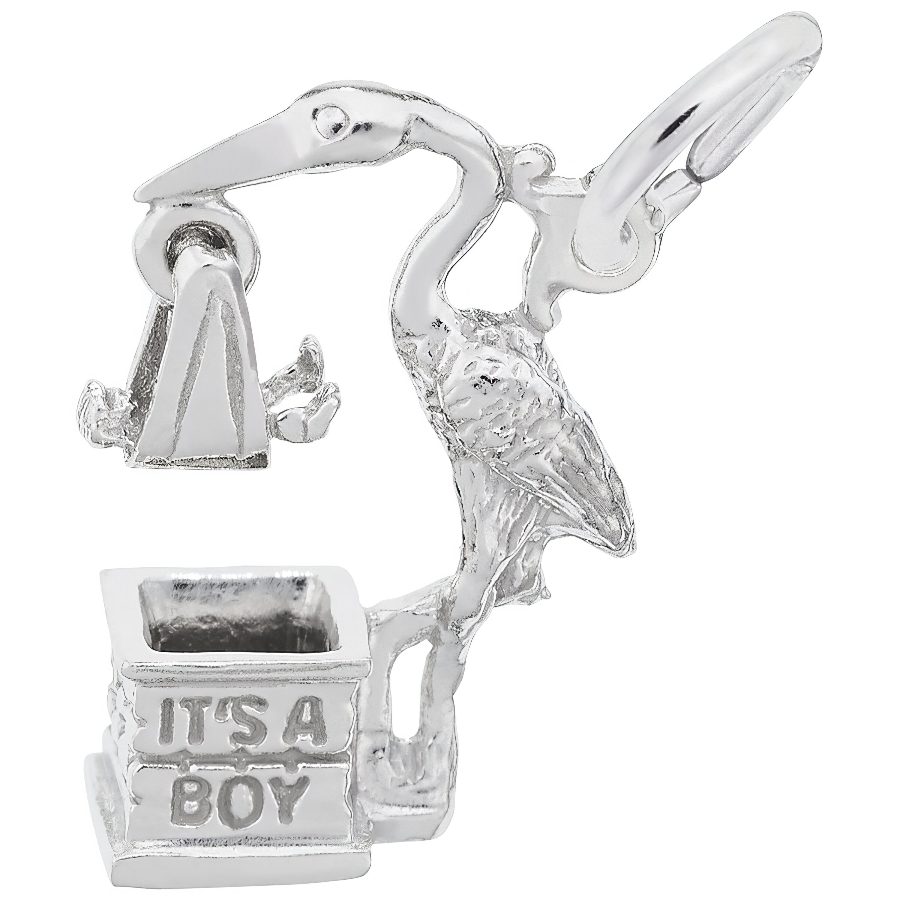 Sterling Silver Stork, Boy Charm - 18mm x 12mm – FindingKing