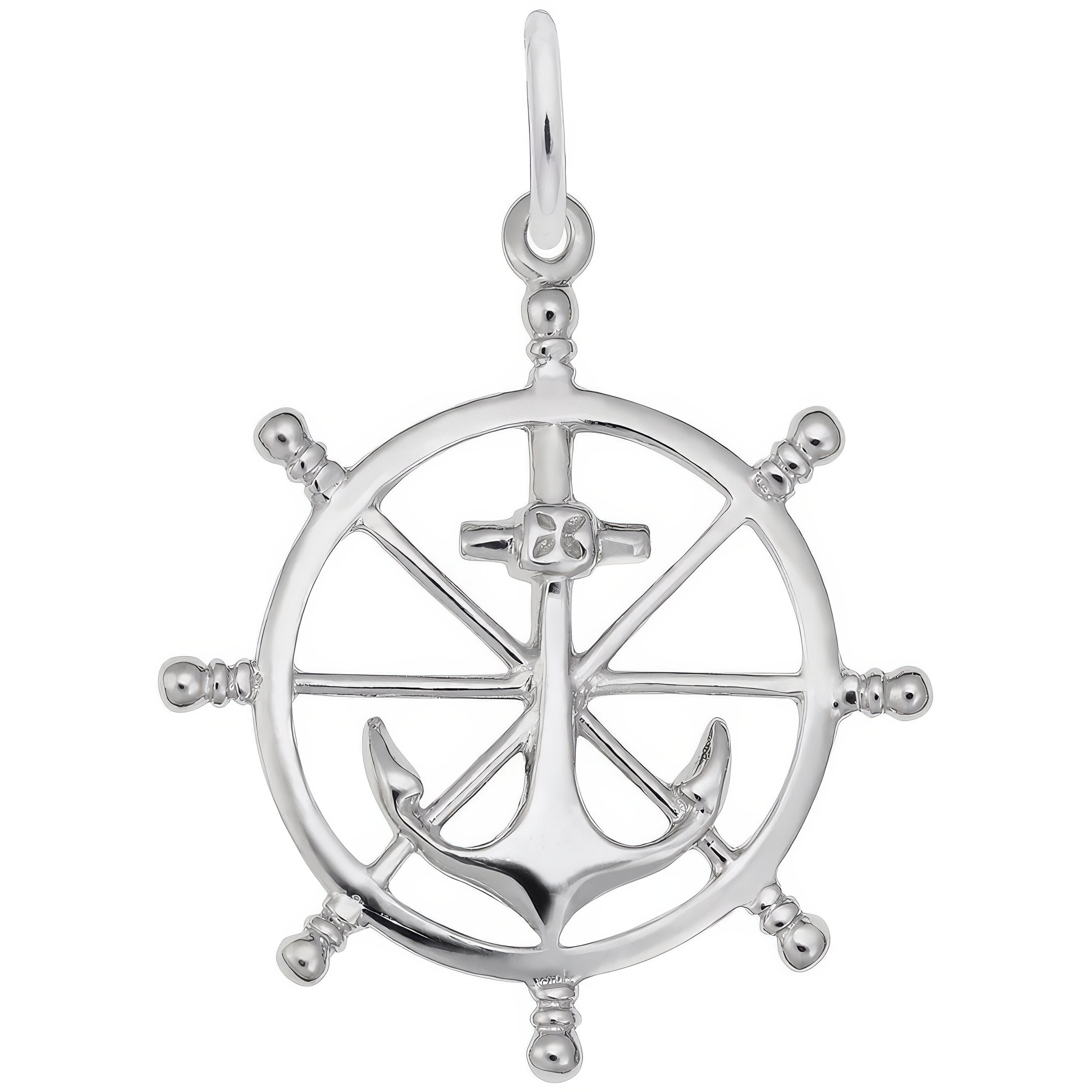 Sterling Silver Ship Wheel Charm - 23mm x 23mm – FindingKing