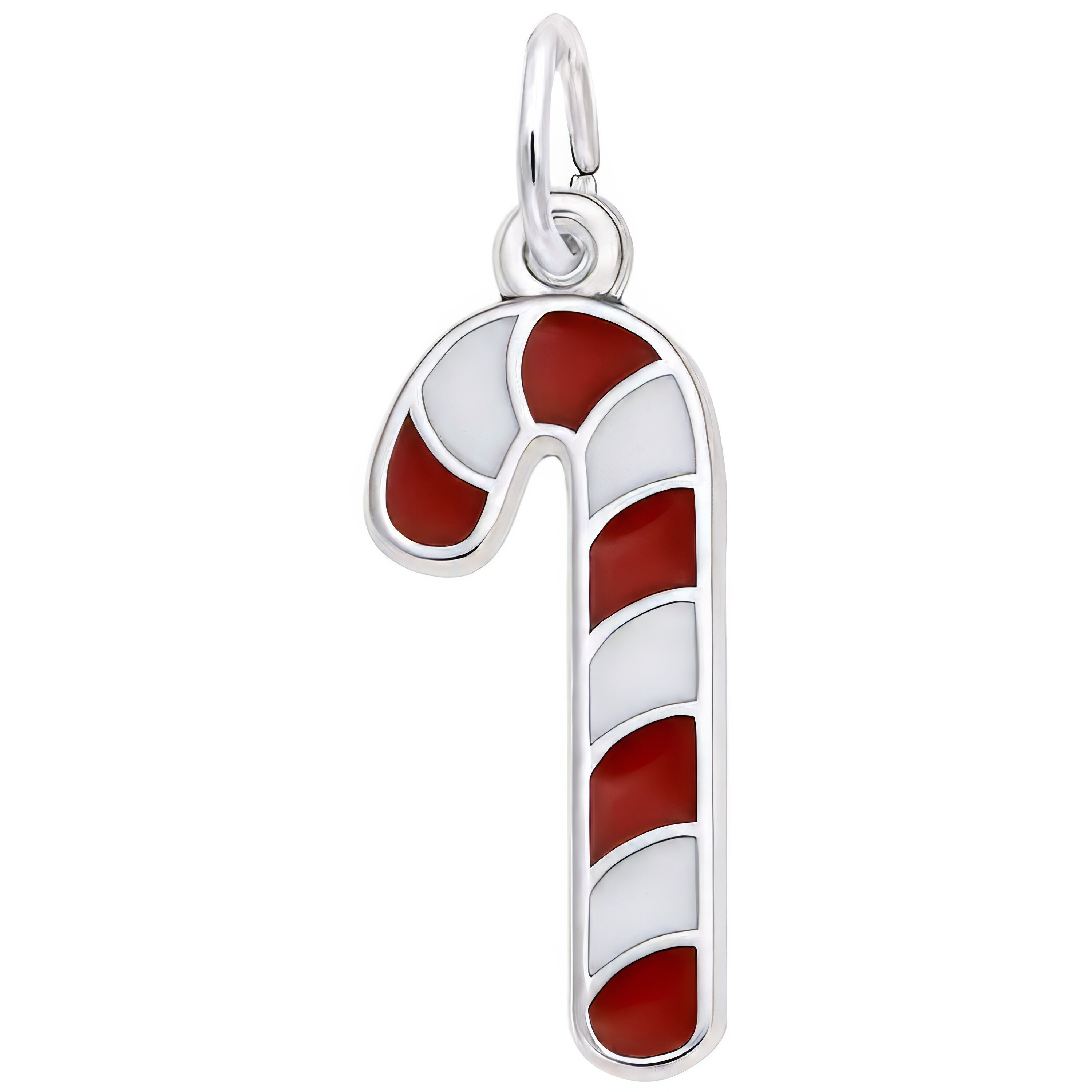 Sterling Silver Red & White Candy Cane Charm – FindingKing