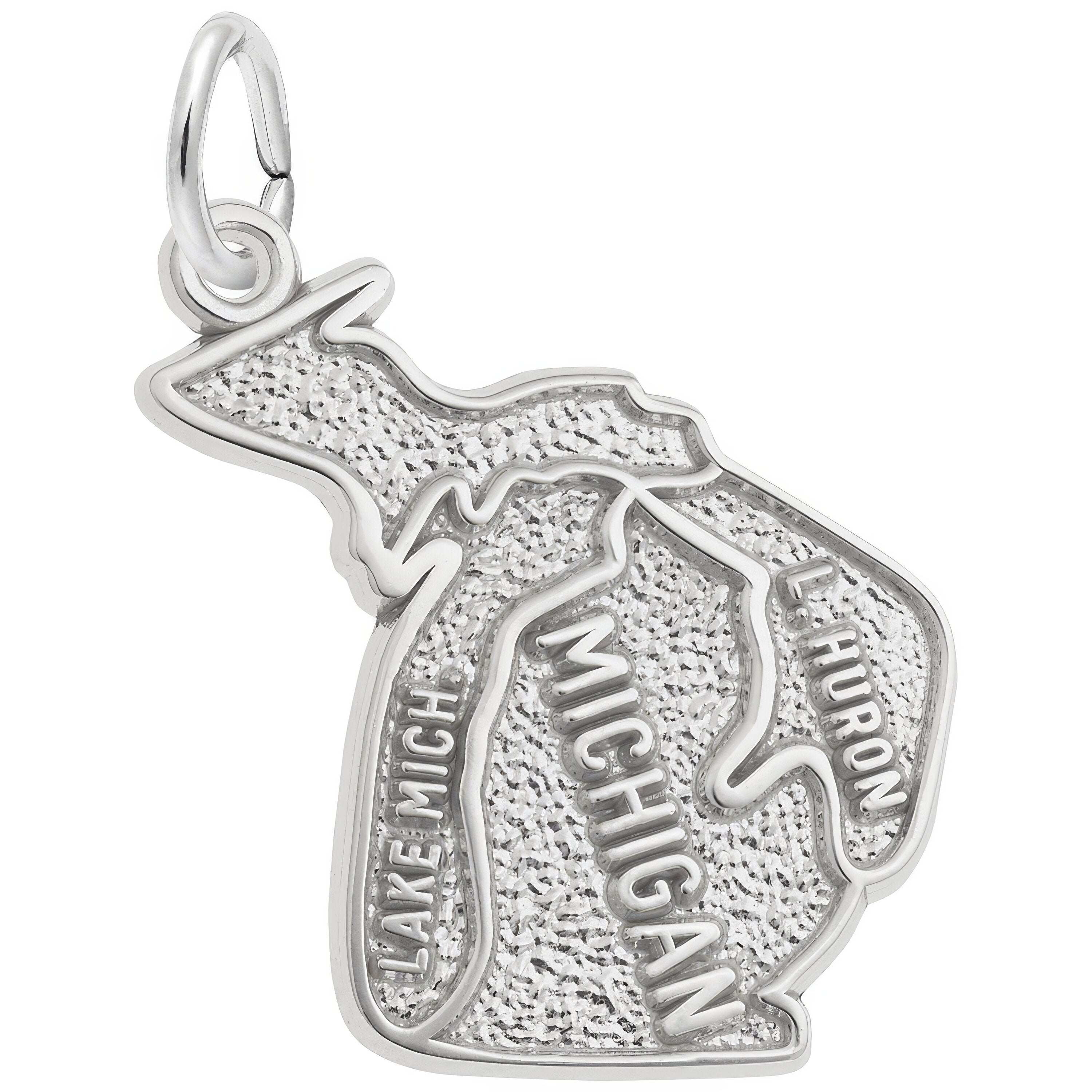 Michigan Map Charm - Metal - Sterling Silver – FindingKing