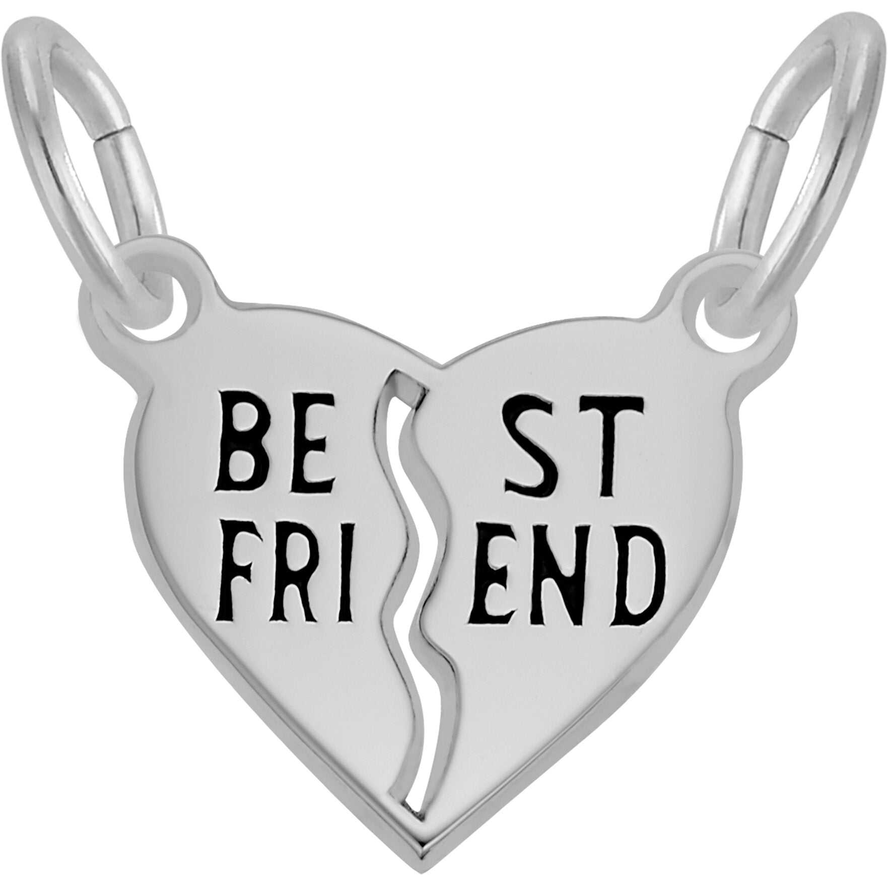 Best Friend Shared Heart Charm - Metal - Sterling Silver – FindingKing