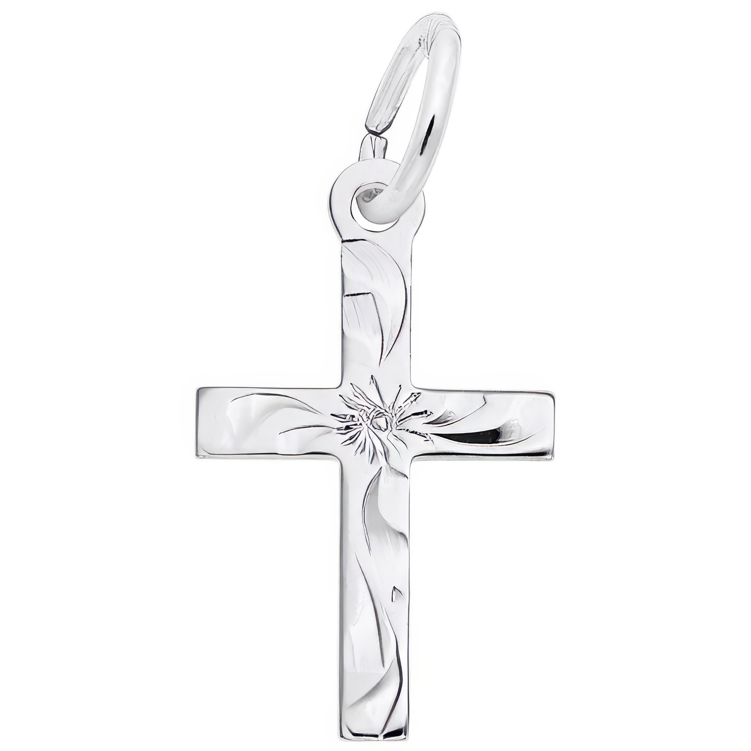 Small Flare Design Cross Charm - Metal - Sterling Silver – FindingKing