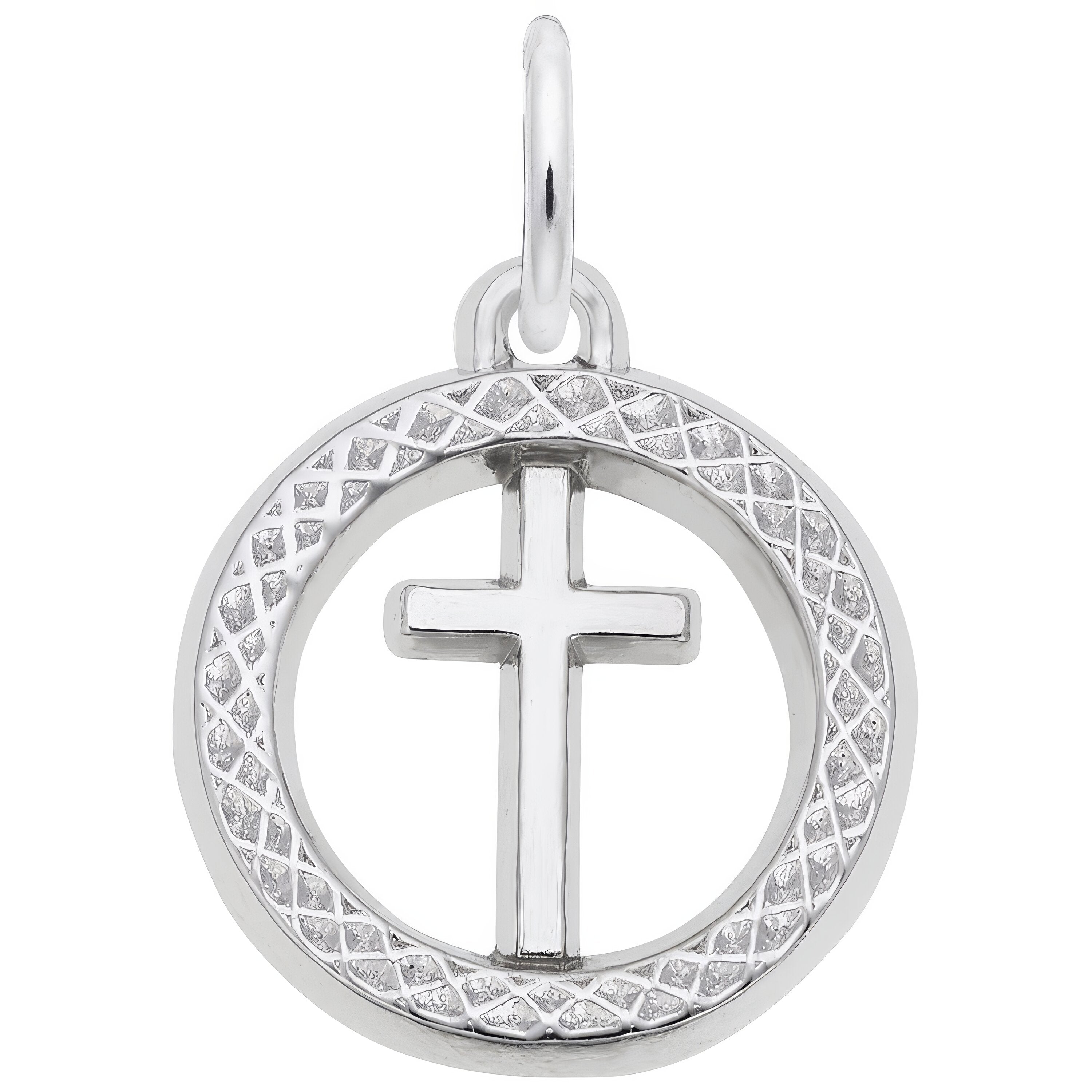 Small Cross in Ring Charm - Metal - Sterling Silver – FindingKing