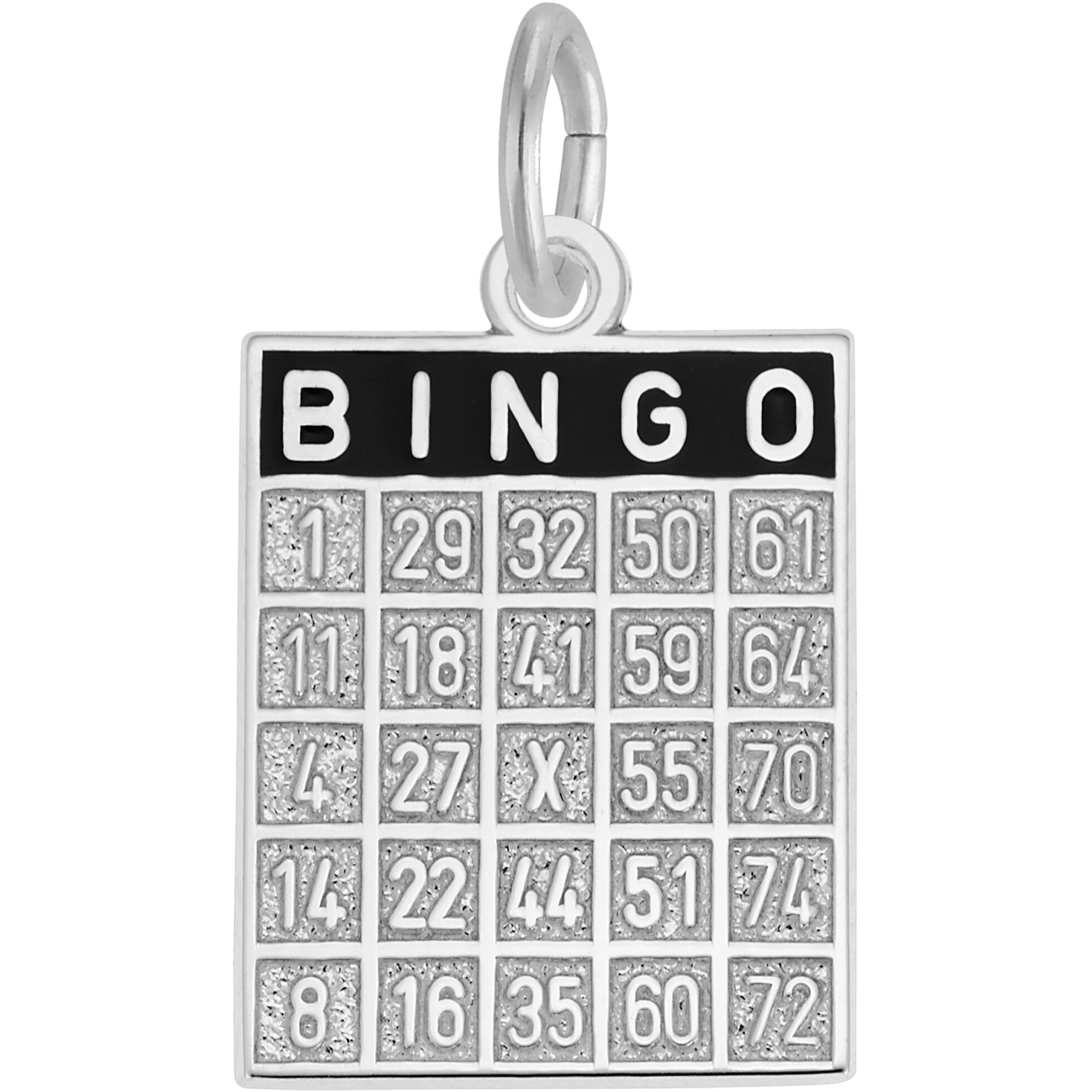 Bingo Card Charm w/Black Enamel - Metal - Sterling Silver – FindingKing