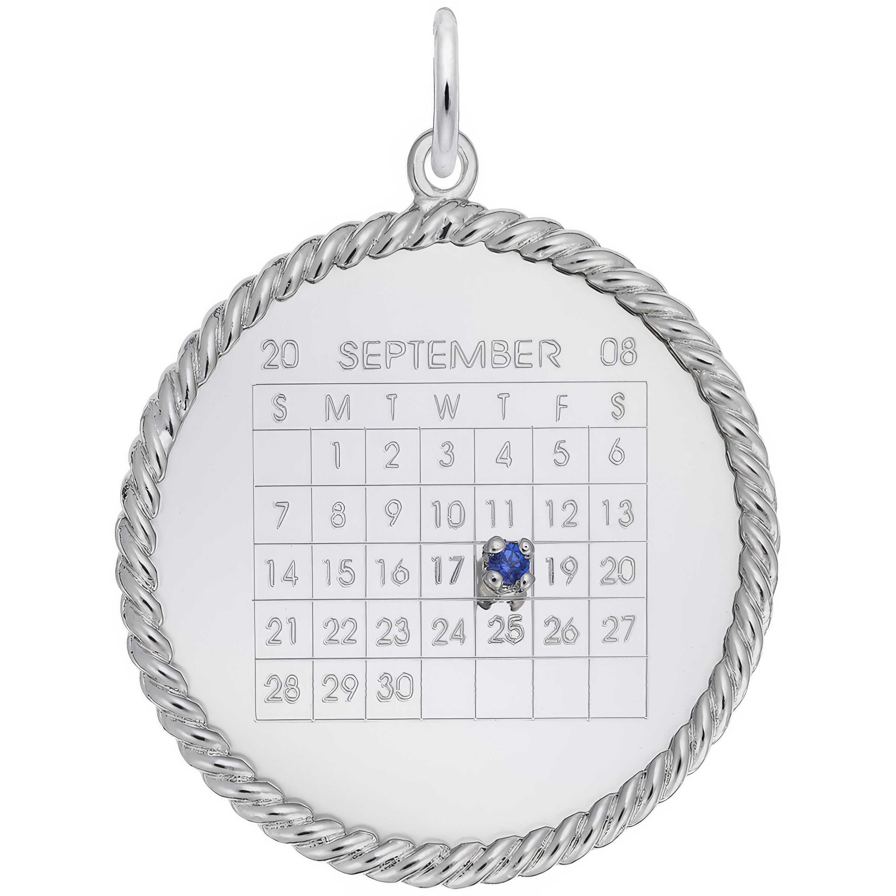 Sterling Silver Calendar Rope Frame Charm - 28mm x 28mm – FindingKing