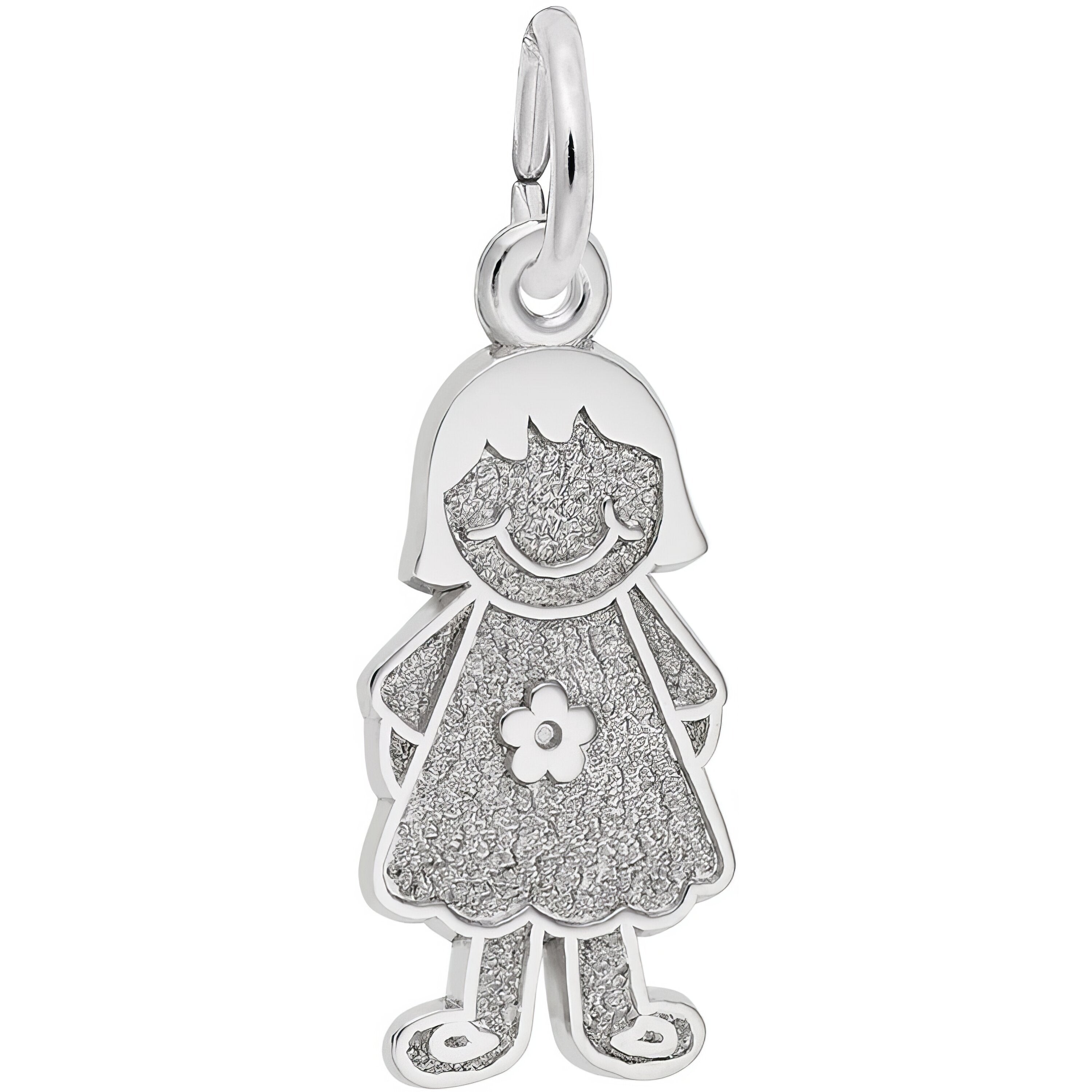 Sterling Silver Girl with Dress & Flower Charm – FindingKing