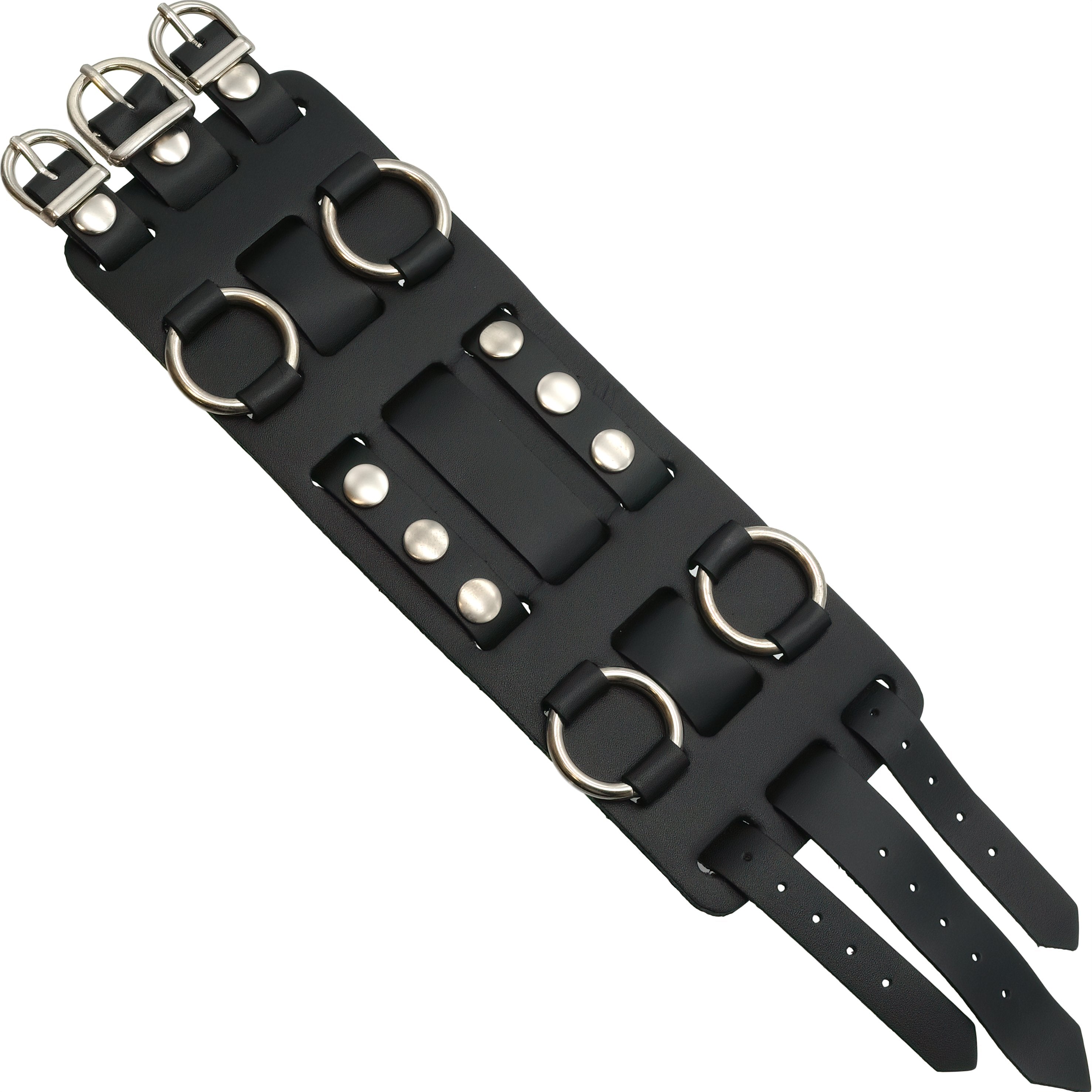 Wide Cuff Leather Watch Band Black 64mm – FindingKing