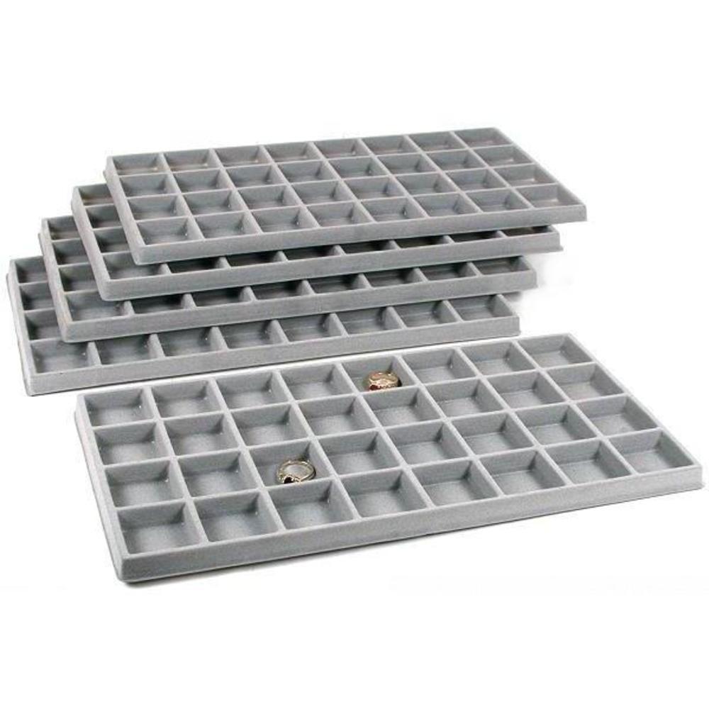 5 Gray Flocked 32 Compartment Display Tray Inserts – FindingKing