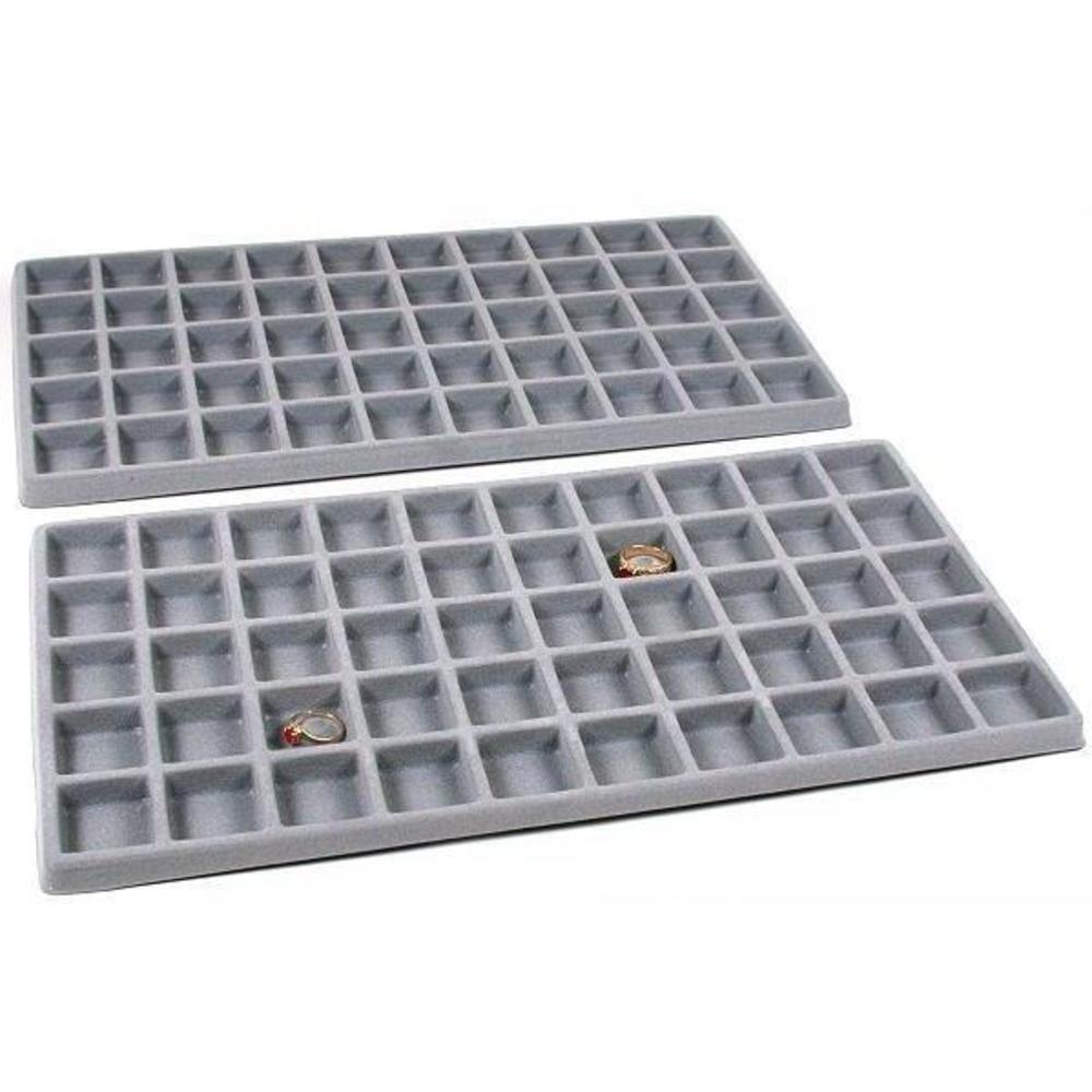 50 Compartment Display Tray Inserts Flocked 14 1/8" 2Pcs – FindingKing