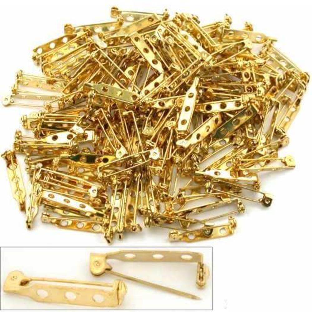 144 Gold Plated Pin Backs 27 x 5mm – FindingKing