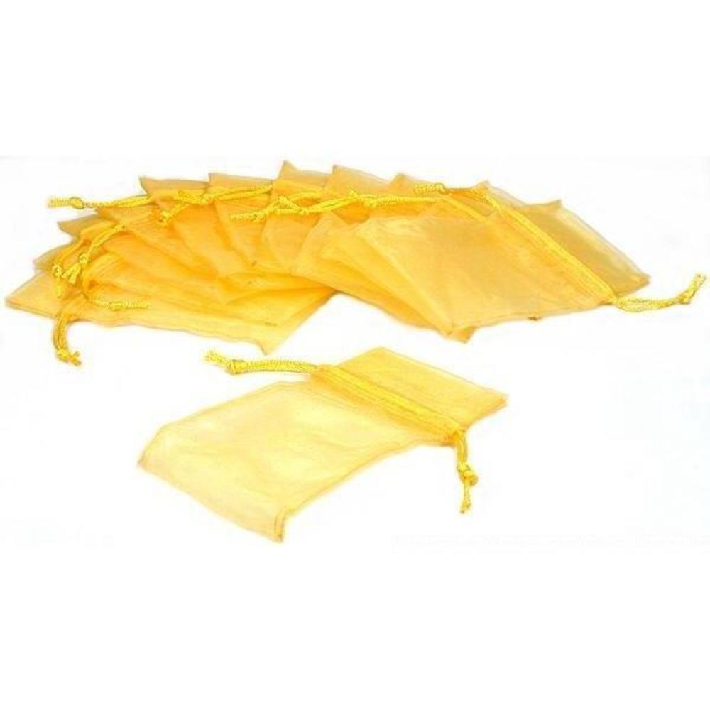 Organza Drawstring Pouches Yellow 4" 12Pcs – FindingKing