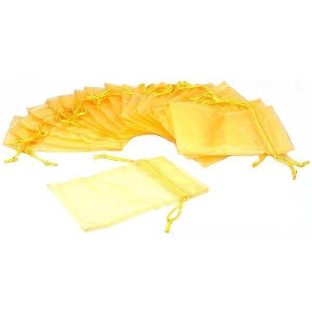 24 Yellow Organza Drawstring Pouches Jewelry Showcase Gift Bags 4x5 ...