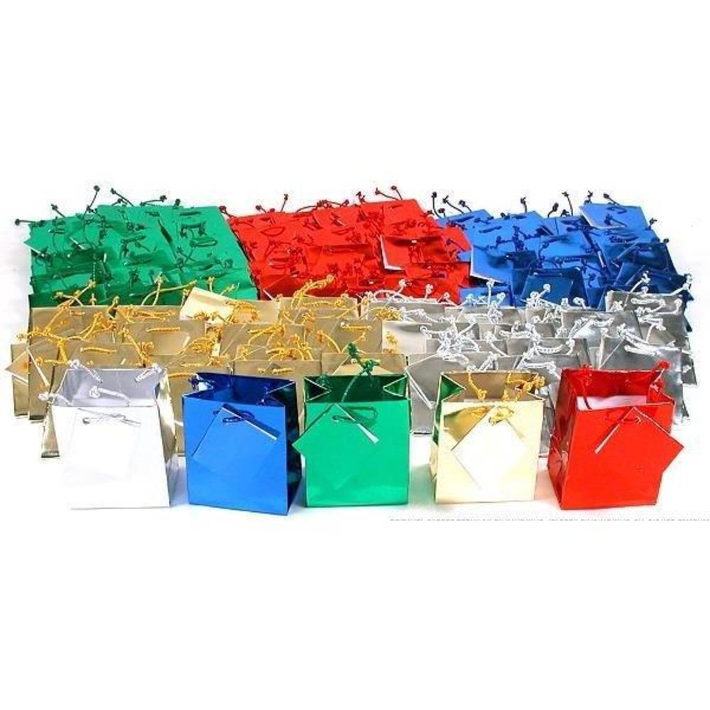 Shopping Tote Bags Assorted Metallic Colors 3 1/2" 100Pcs – FindingKing