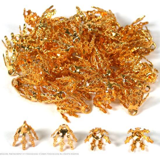 150 Bead Caps Gold Plated Necklace Chain Pendant Bails 9mm – FindingKing