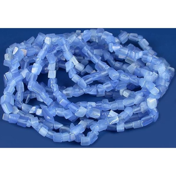Cats Eye Chip Beads Blue 34" Strand – FindingKing