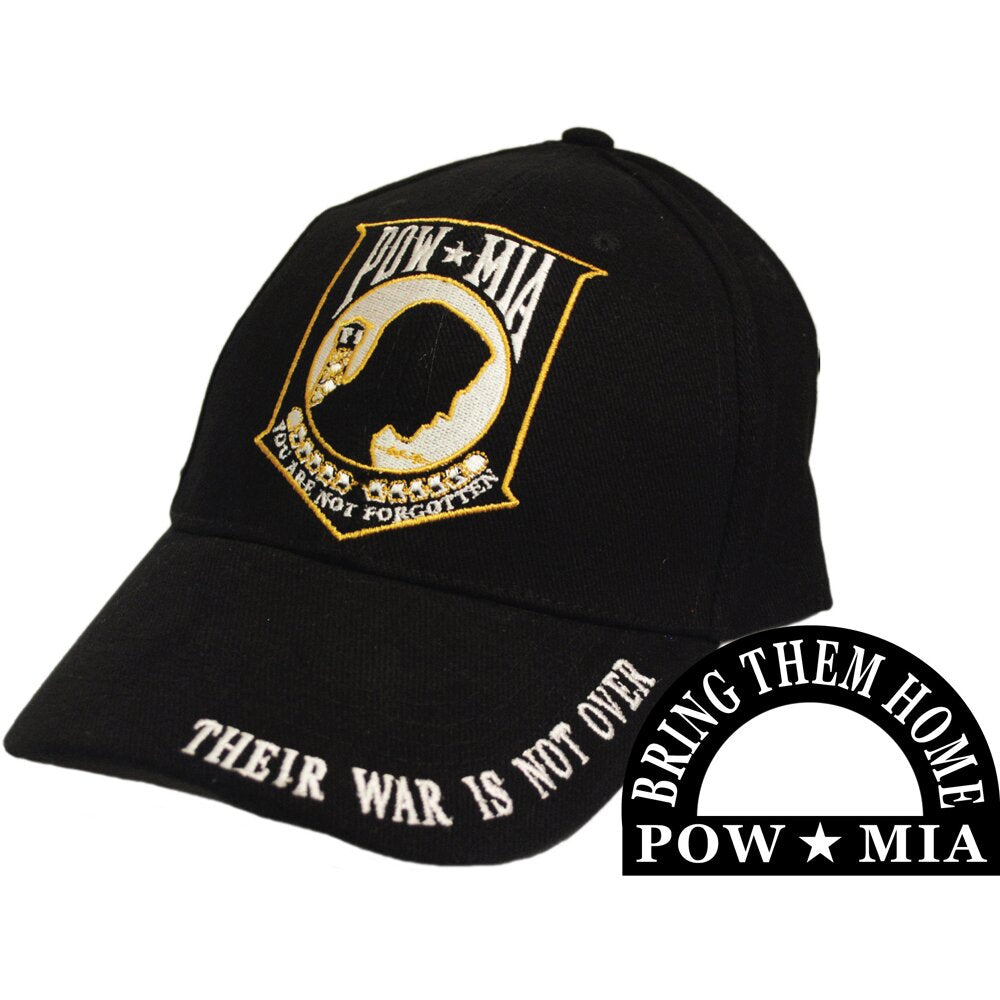CP00503 Black POW*MIA "Their War Is Not Over" Cap w/ Embroidered Logo ...