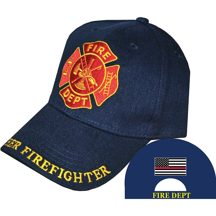 CP01707 Blue Fire Dept. Volunteer Firefighter Cap w/ Embroidered Fire ...