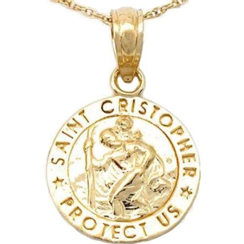 St. Christopher Charm 12mm & 18" Chain 14k Gold – FindingKing