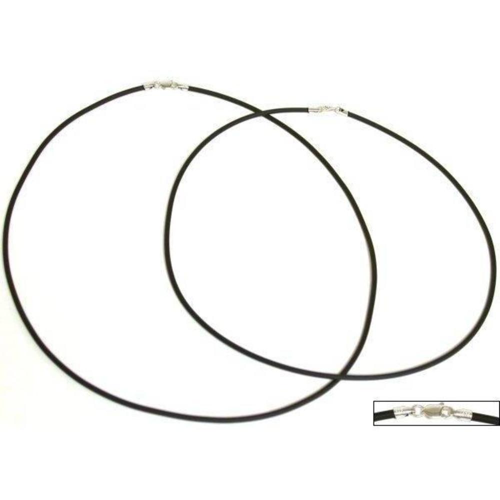 Rubber Cord Necklaces Black 16" & 18" 2Pcs – FindingKing