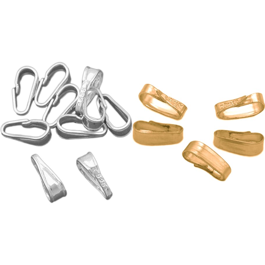 Sterling Silver & Gold Filled Medium Pendant Snap Bails 8mm x 2.5mm Ki ...