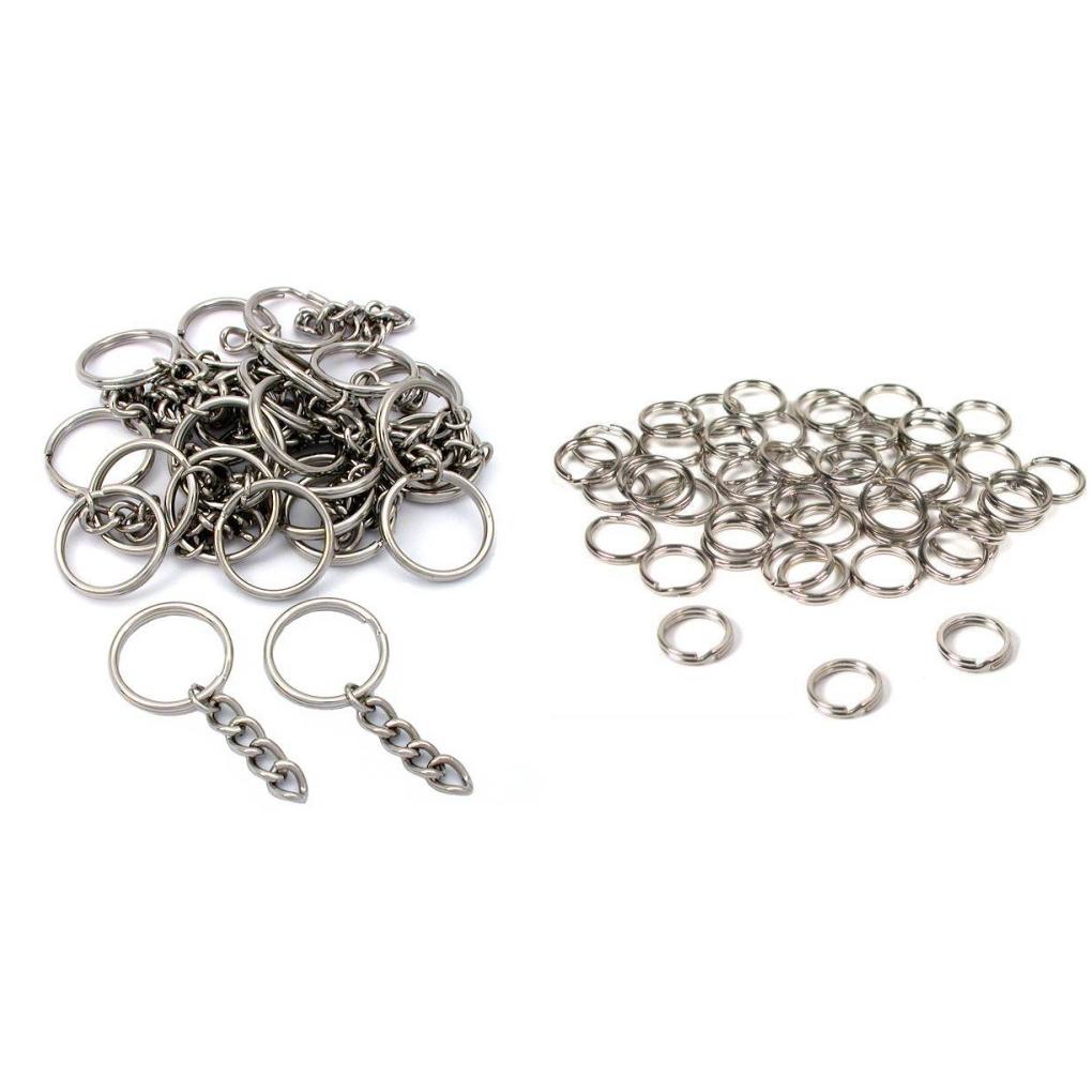 Nickel Plated Key Chain Rings W/ Chain & Split Rings Jewelry Connector ...
