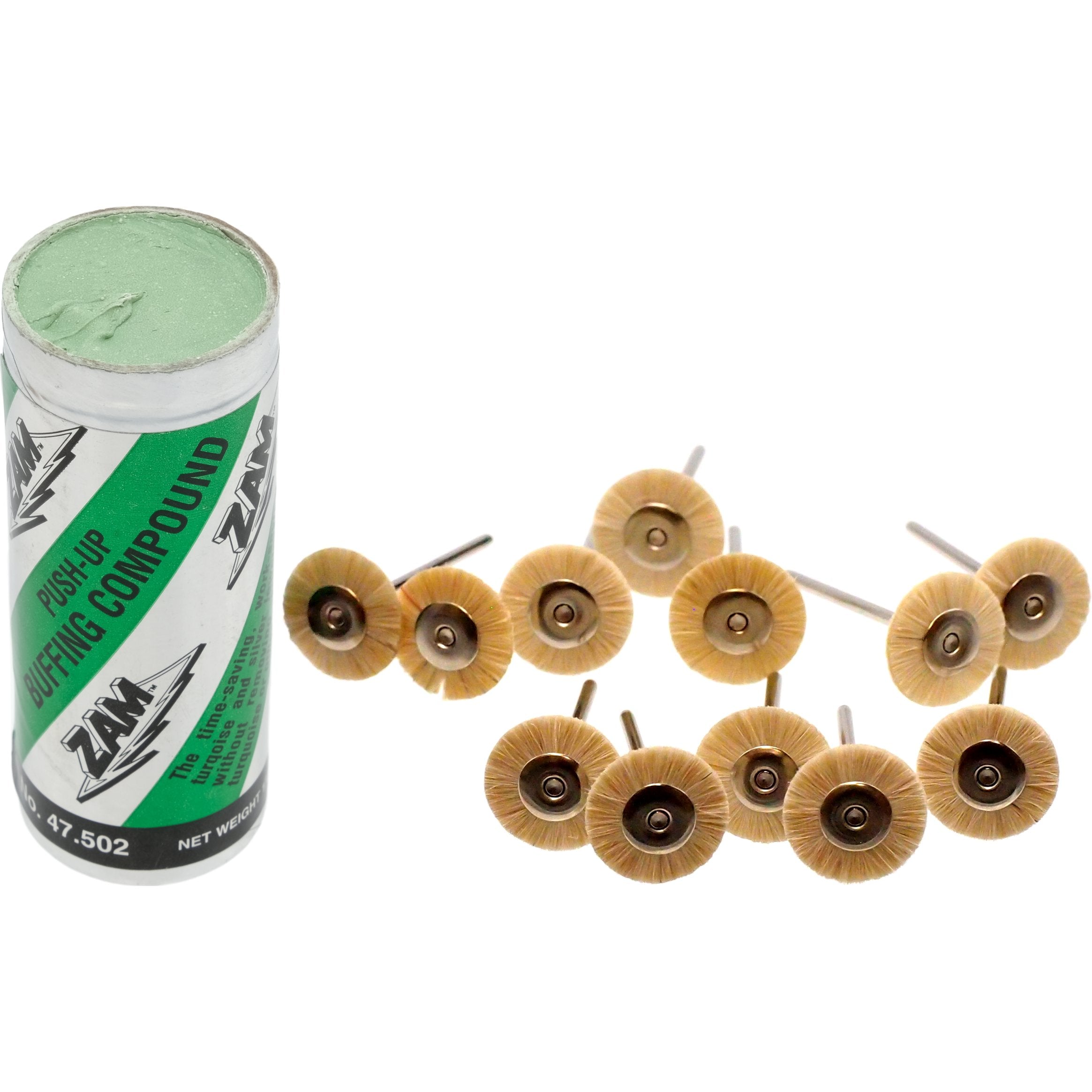 4oz Tube of ZAM Buffing Compound with 12 Polishing Wheel Brushes Jewel ...