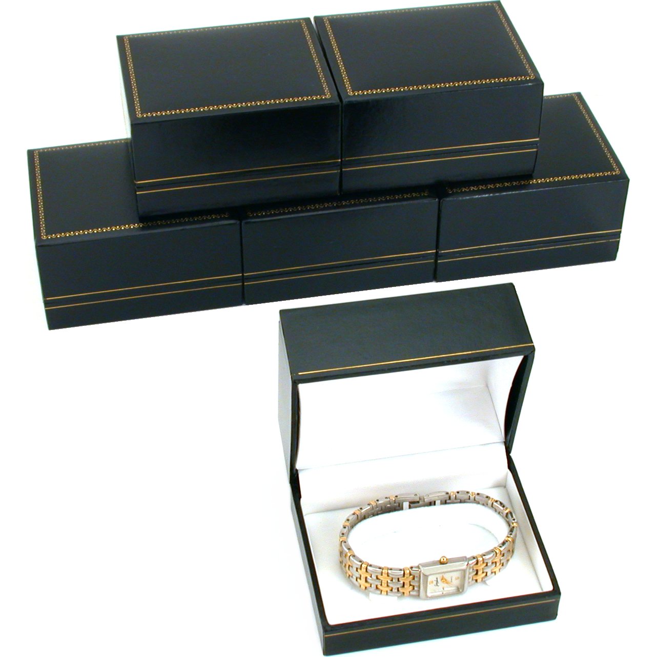 6 Black Leatherette Watch Bracelet Boxes Jewelry Gift – FindingKing