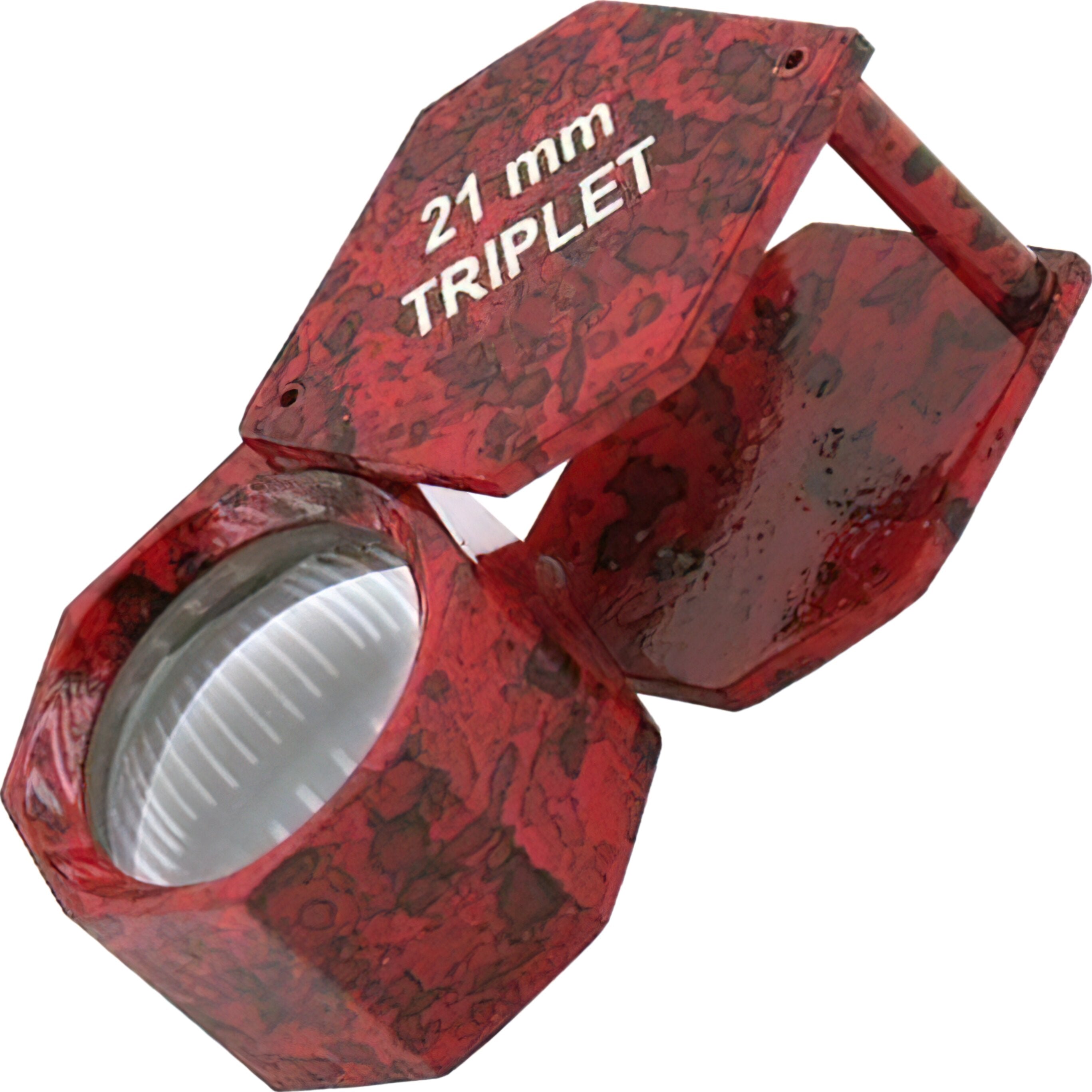 10x Hexagon Triplet Loupe Red 21mm – FindingKing