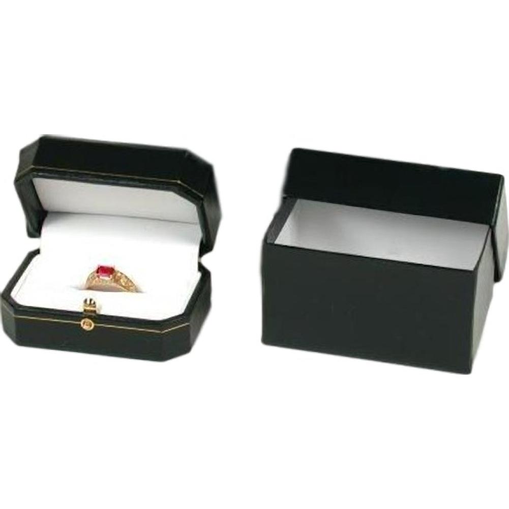 3 Double Ring Boxes Black Leather Locking Gift Display – FindingKing