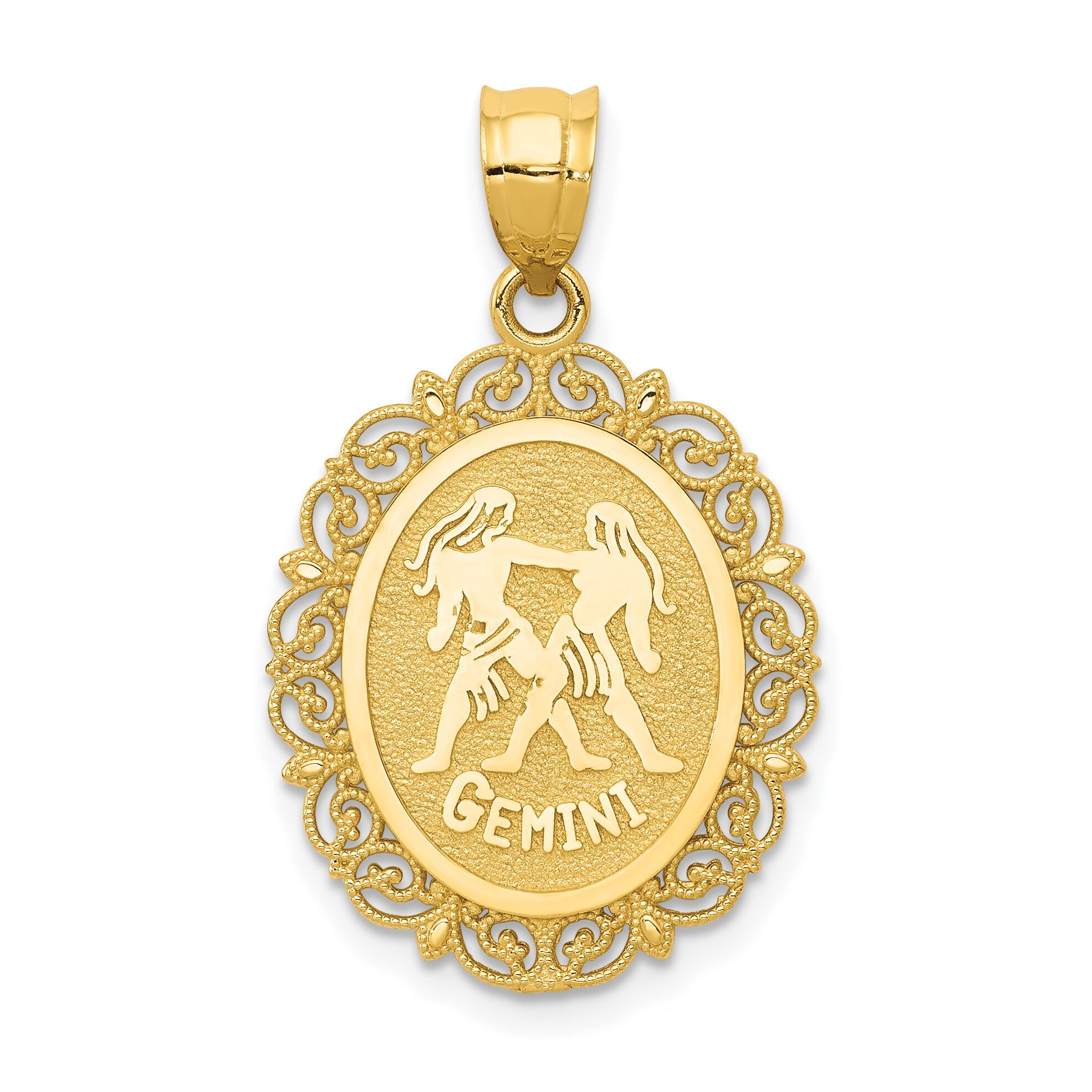 14K Gold Gemini Zodiac Oval Charm – FindingKing