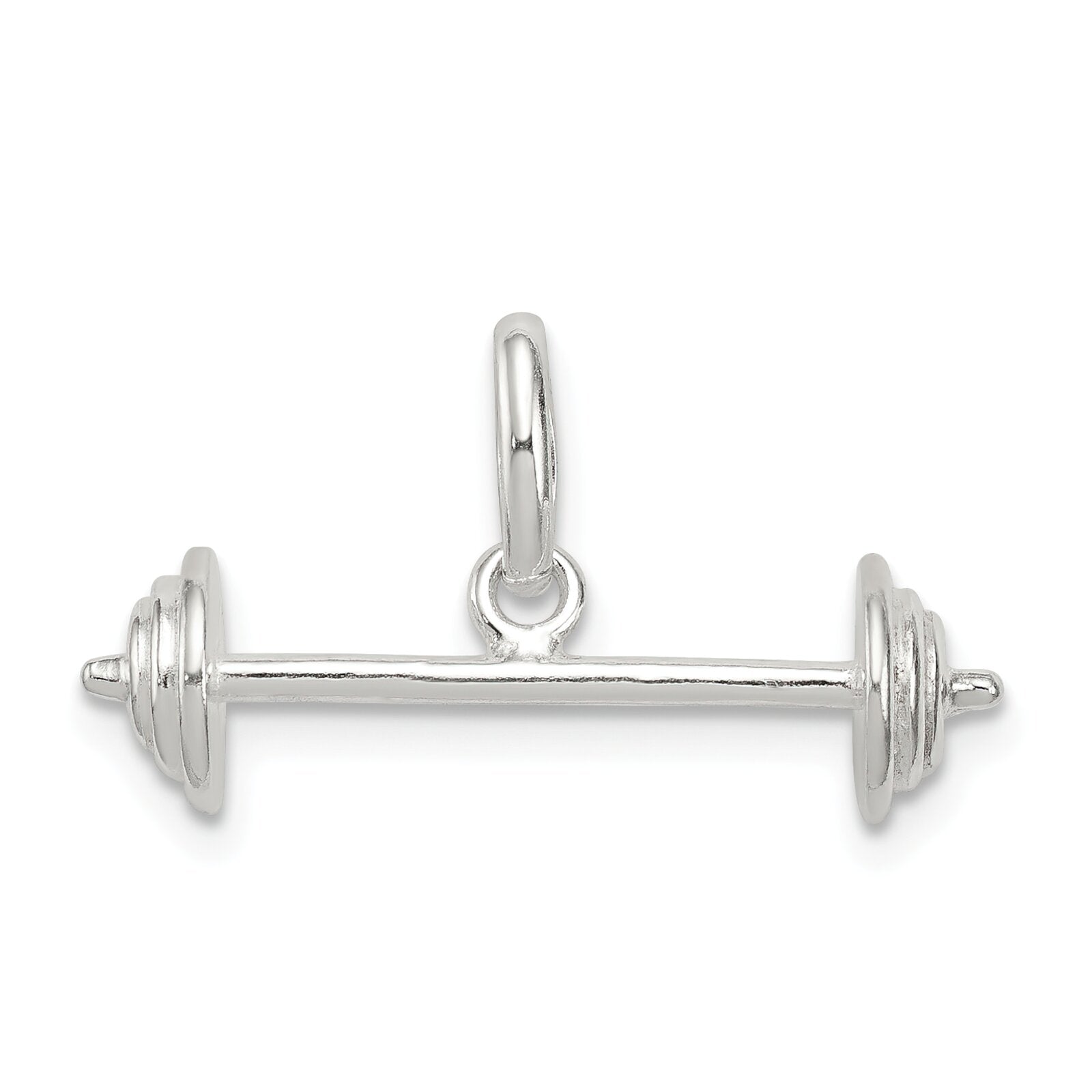 Sterling Silver Barbell Charm Pendant Weightlifting – FindingKing