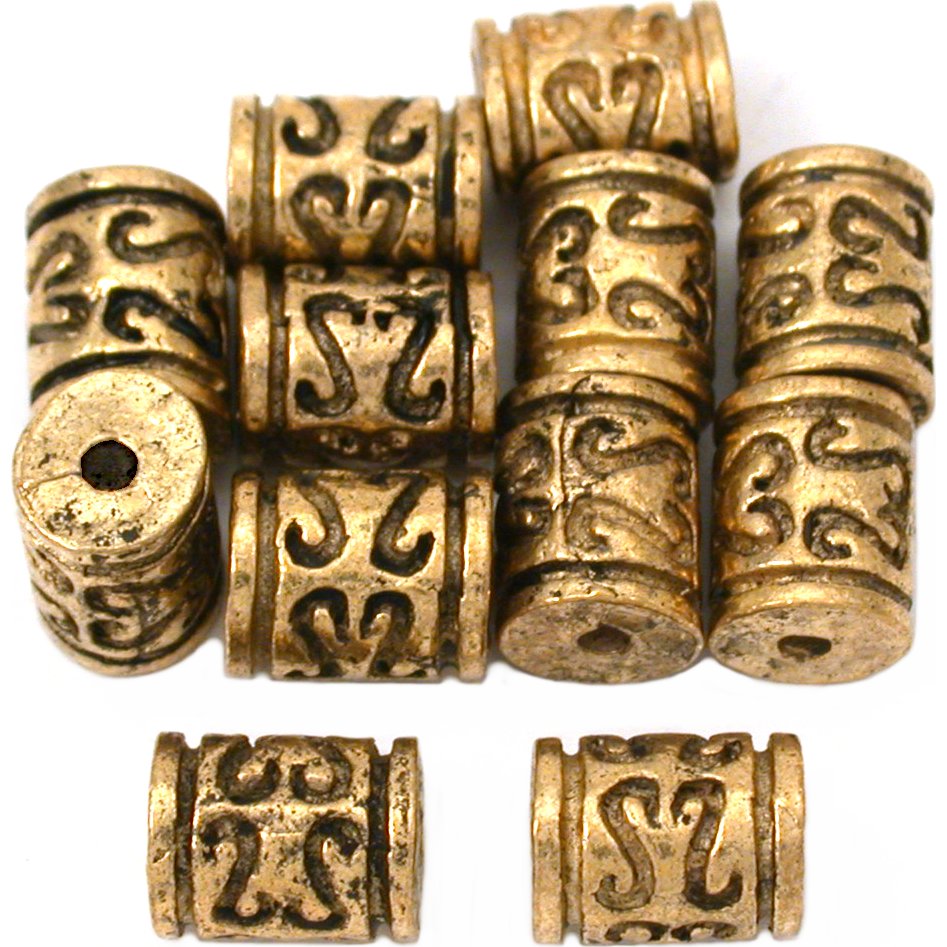 Bali Barrel Antique Gold Plated Beads 8mm 15 Grams 10Pcs Approx ...