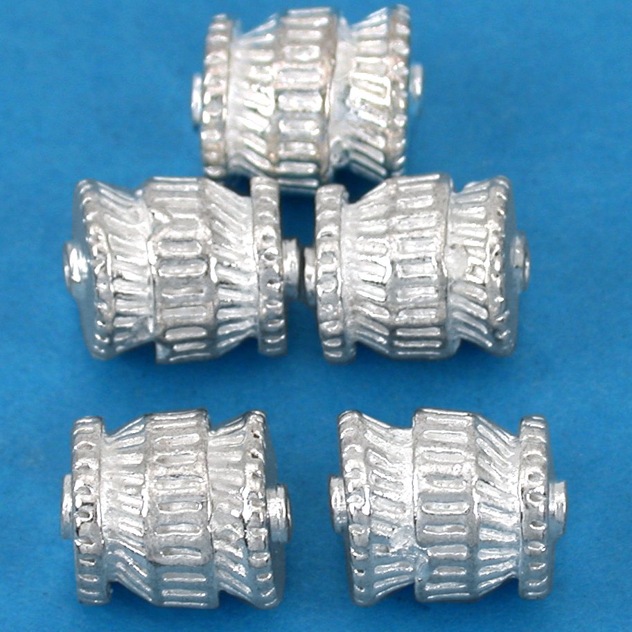 Bali Barrel Silver Plated Beads 12mm 16 Grams 5Pcs Approx. – FindingKing
