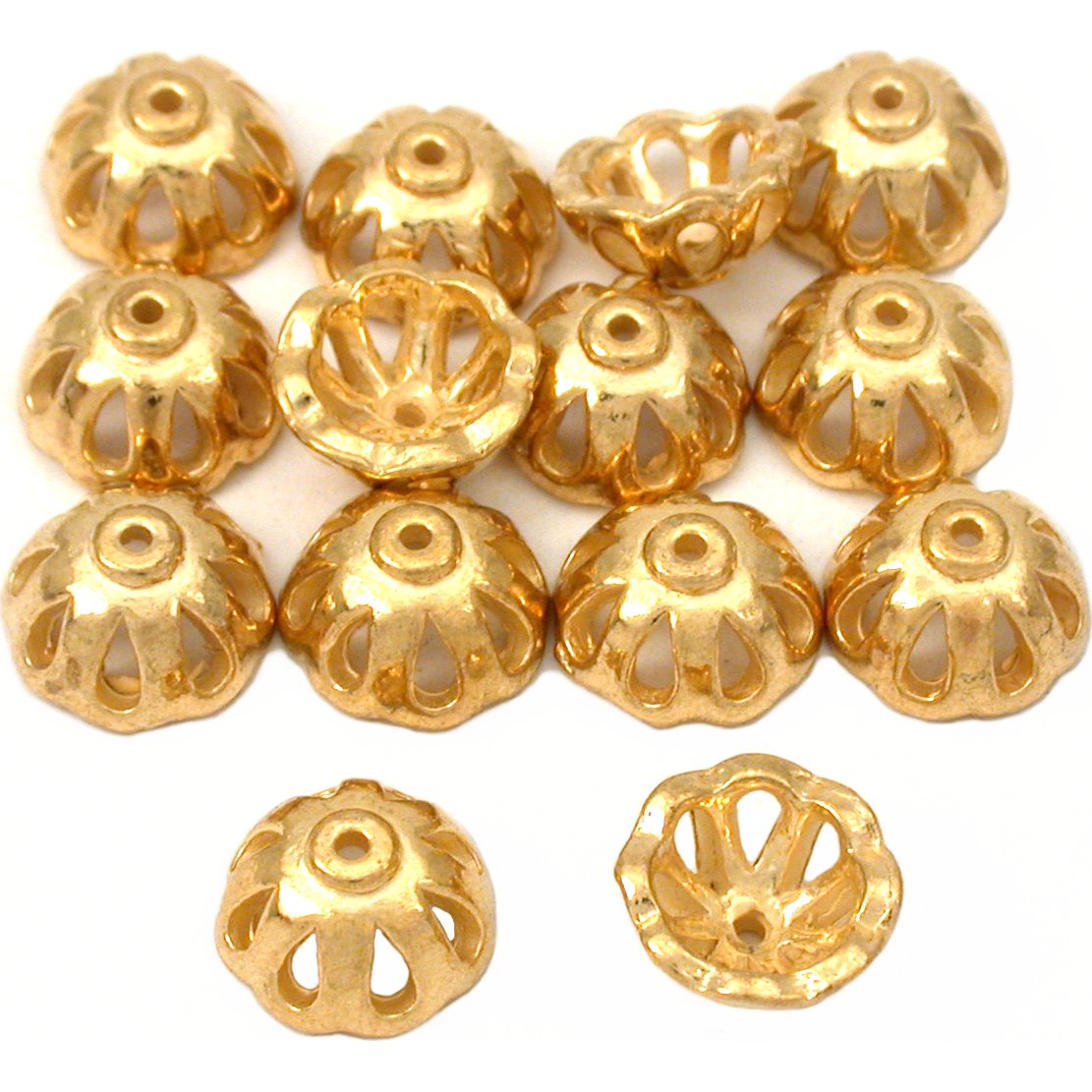 Filigree Bead Caps Gold Plated Beads 11mm 15 Grams 14Pcs Approx ...