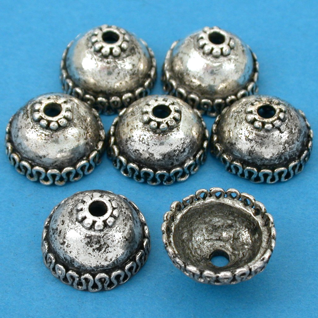 Bali Bead Caps Antique Silver Plated 15mm 15 Grams 7Pcs Approx ...