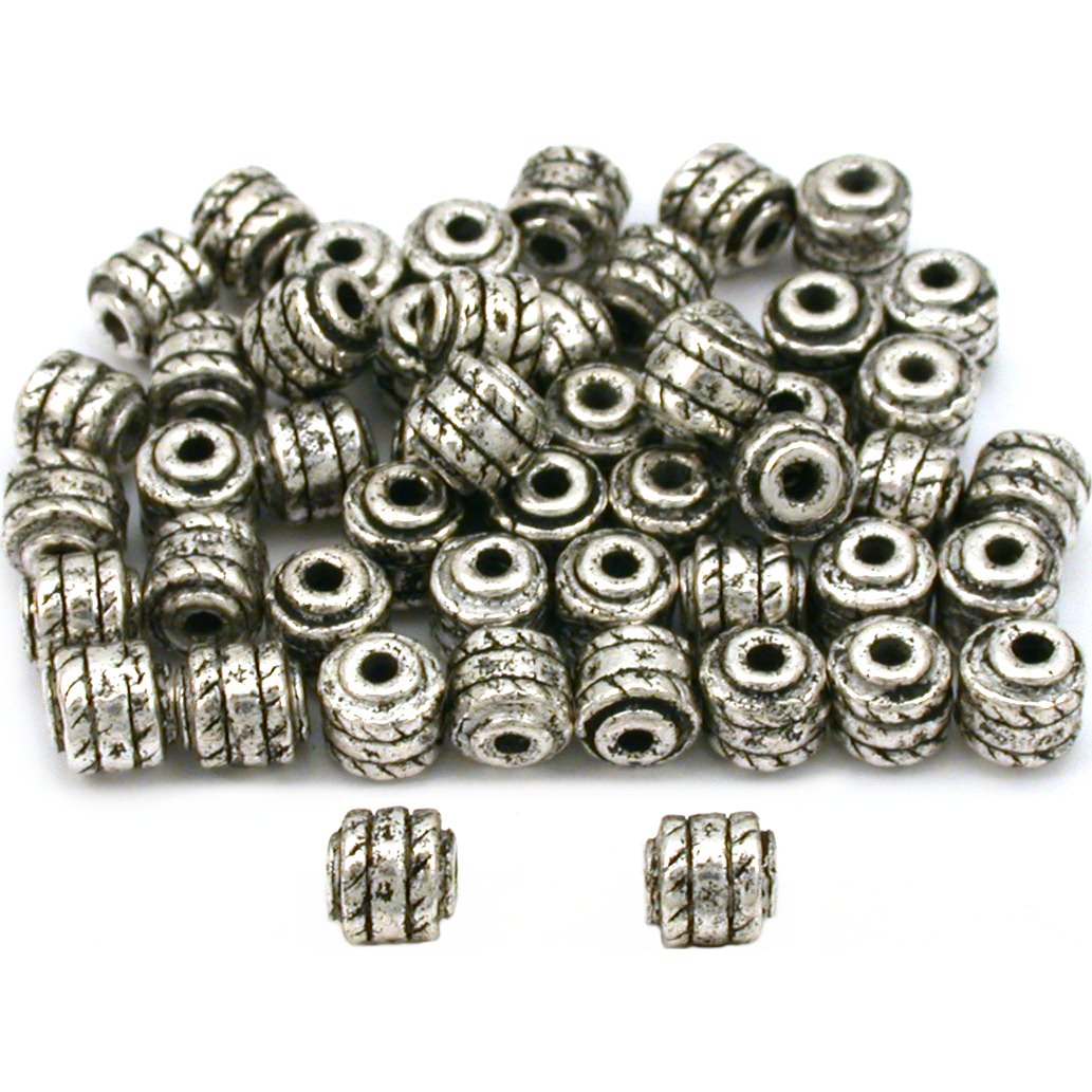Bali Barrel Beads Antique Silver Plated 4.5mm 50Pcs Approx. – FindingKing