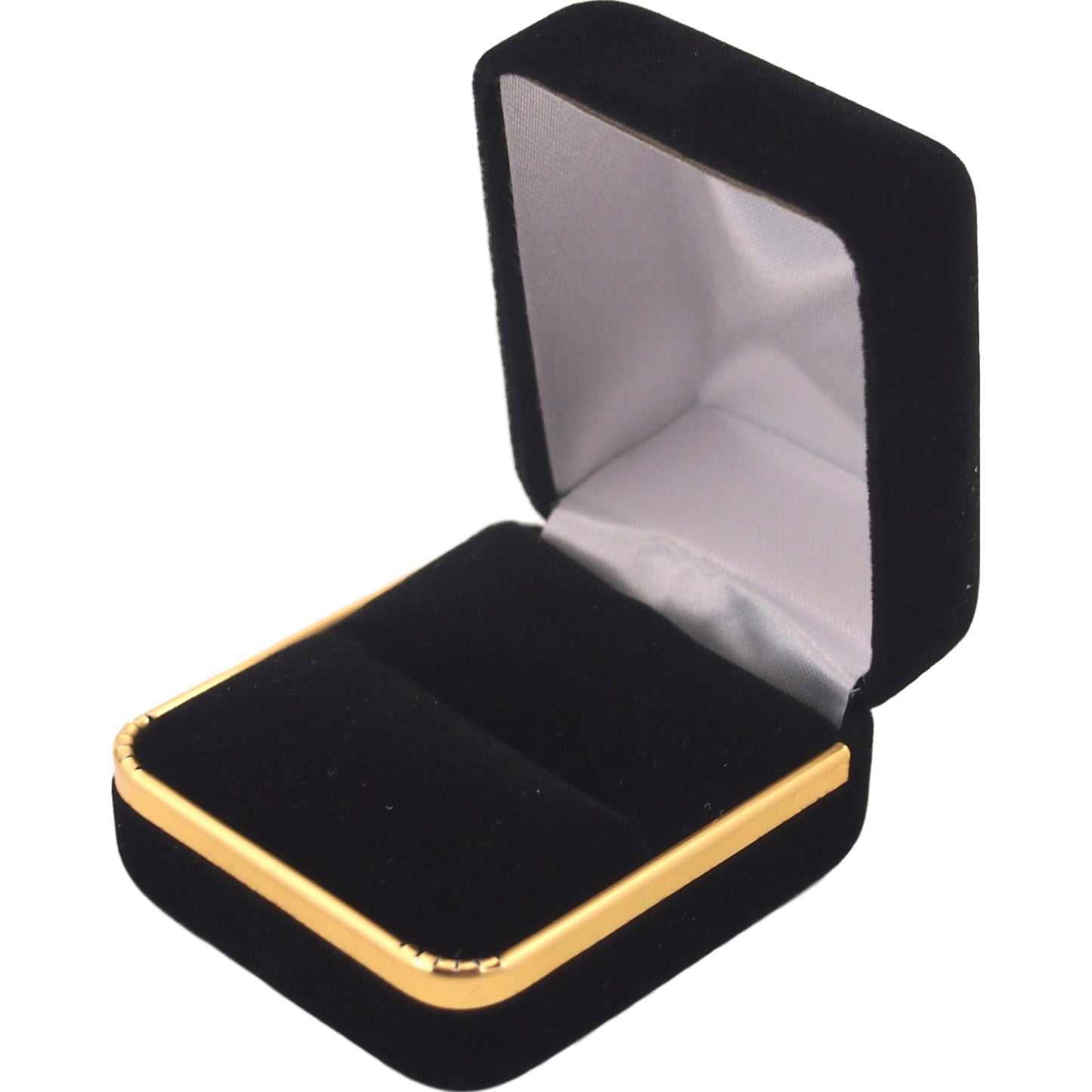 Black Velvet Ring Jewelry Gift Boxes with Brass Rim Showcase Display K ...