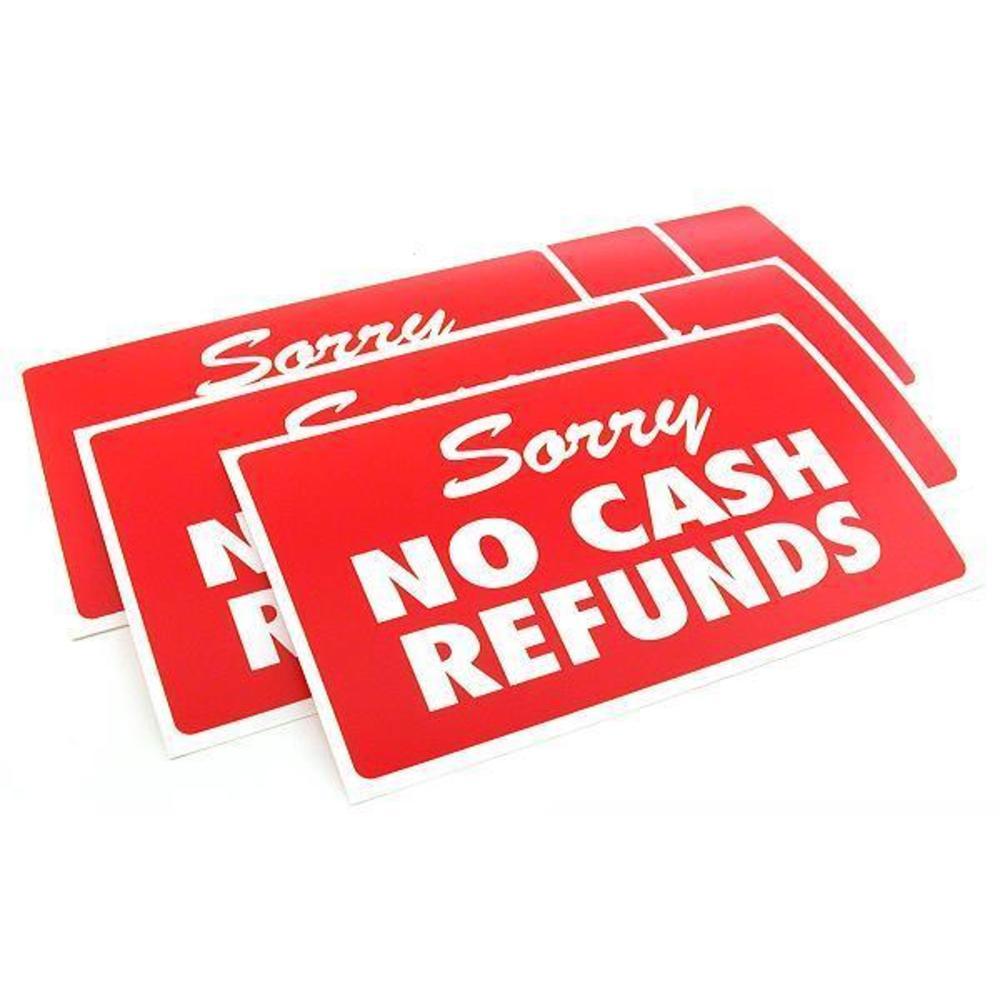 Plastic Message Sign "Sorry No Cash Refunds" 6pc – FindingKing