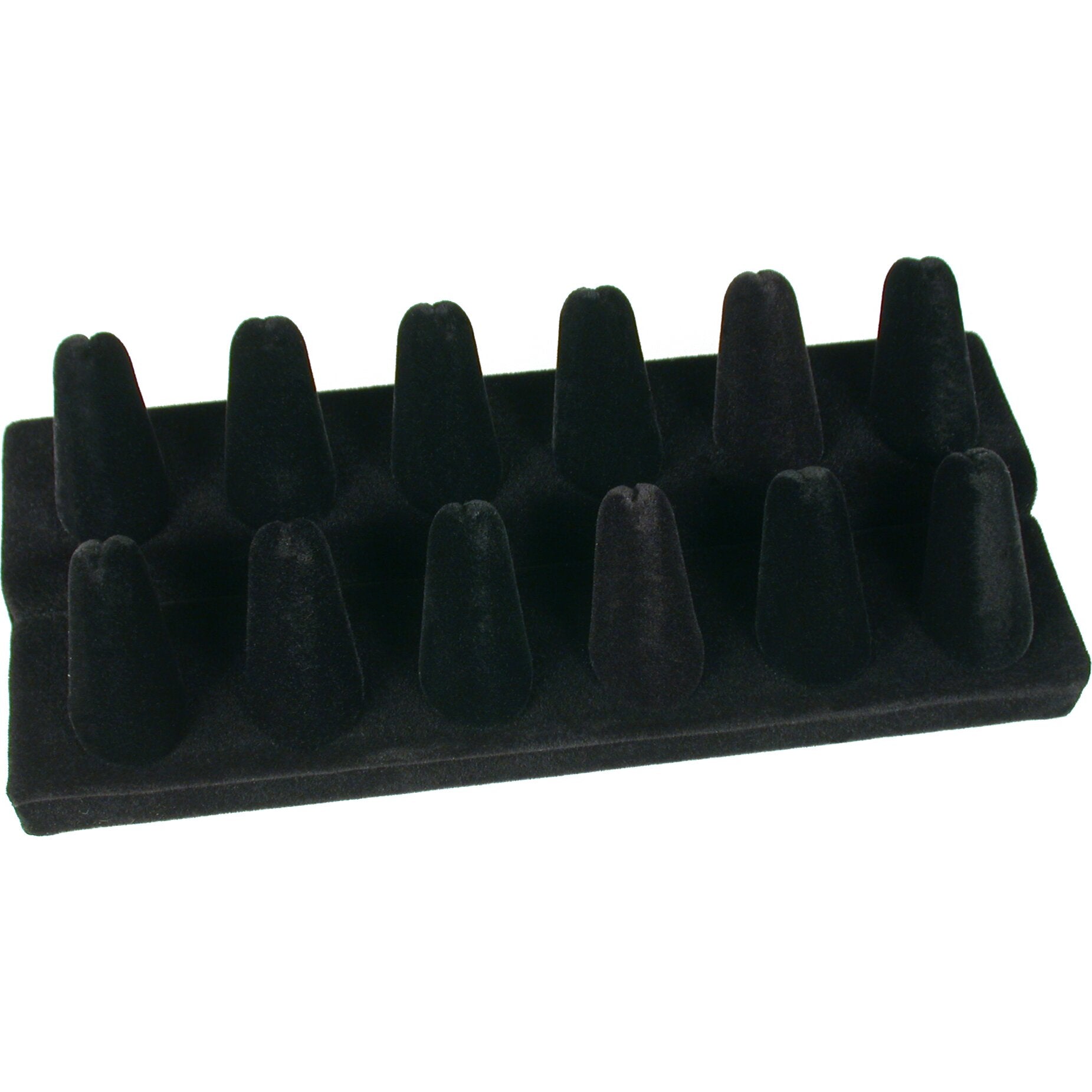 12 Finger Black Velvet Ring Showcase Counter Top Display Jewelry Holde ...