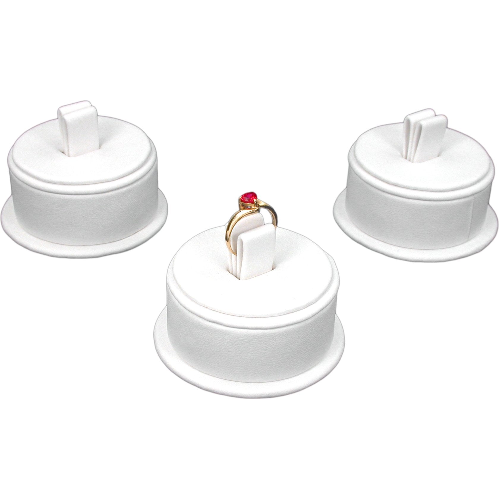 3 White Leather Ring Stands Jewelry Showcase Display – FindingKing