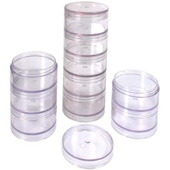 10 Clear Storage Stackable Jars for Beads Beading Parts Jewelry Findin ...